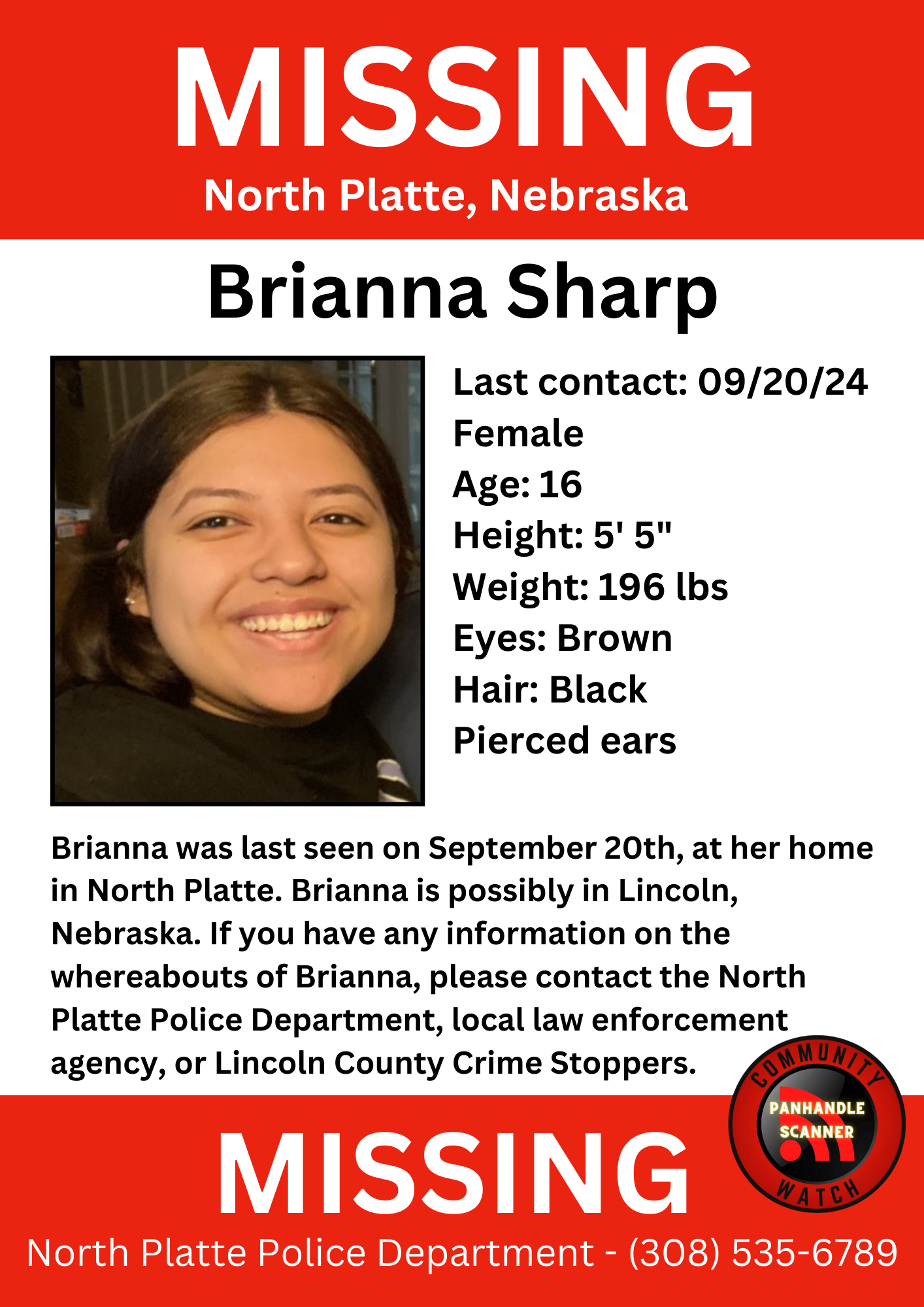 Missing Brianna Sharp Poster1 – Daily News by Hale Multimedia